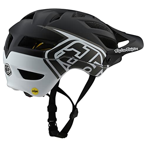 Troy Lee Designs Adult | Trail | All Mountain | Mountain Bike A1 MIPS Classic Helmet - (Black/White, Medium/Large)