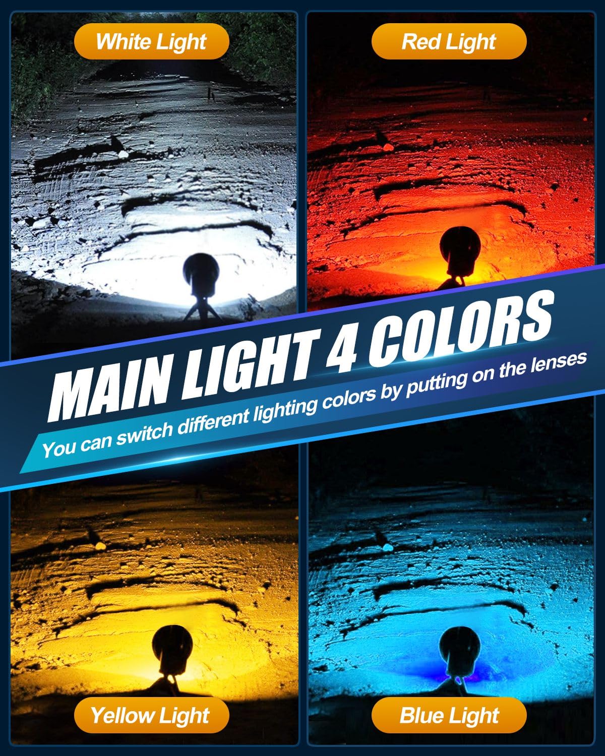 Victoper Spotlight, 200000 Lumens Bright High Lumen Solar Handheld Spot Light, 12000 mAh Rechargeable LED Spotlight Flashlight, 3+3 Modes 4 Colors Waterproof Spotlight for Camping, Boating, Hunting