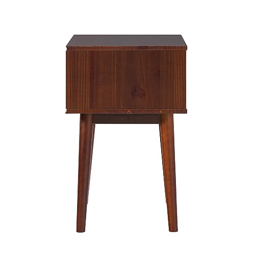 Walker Edison Modern Solid Wood Retro 1-Drawer Nightstand, 25 Inch, Walnut