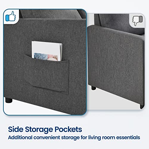 Yaheetech Convertible Sofa Bed Trundle Loveseat w/Pull-Out Trundle Bed Sleeper Sofa Convertible Couch for Limited Spaces Living Room Bedroom Guest Room Dark Gray 55.5 in