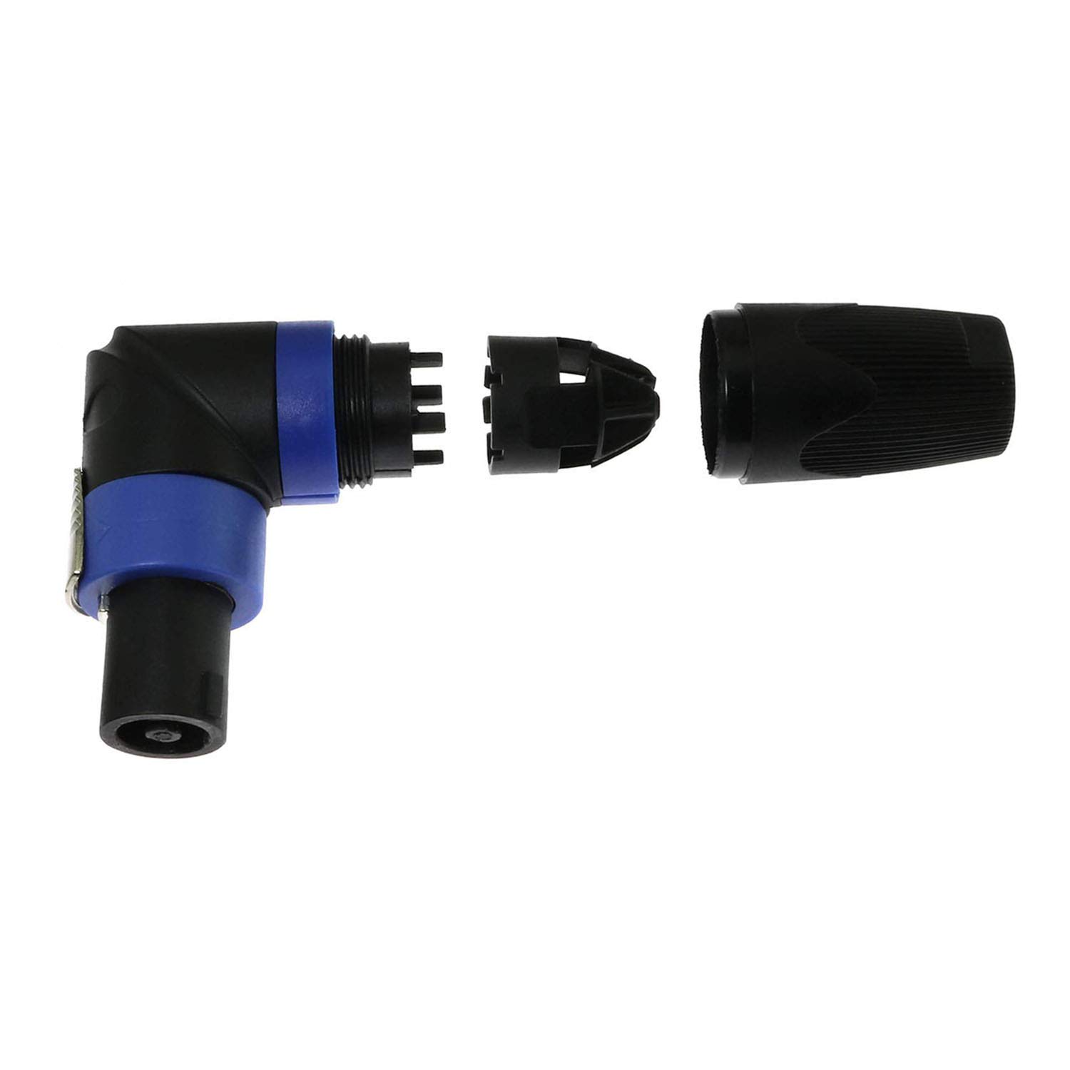 Yuyaokk 4-Pack Right Angle Speakon Cable Adapter Connectors, 4 Pole L-Shape High-Load Speaker Plug Twist Lock Compatiable with Speakon NL4 & NL2 Series