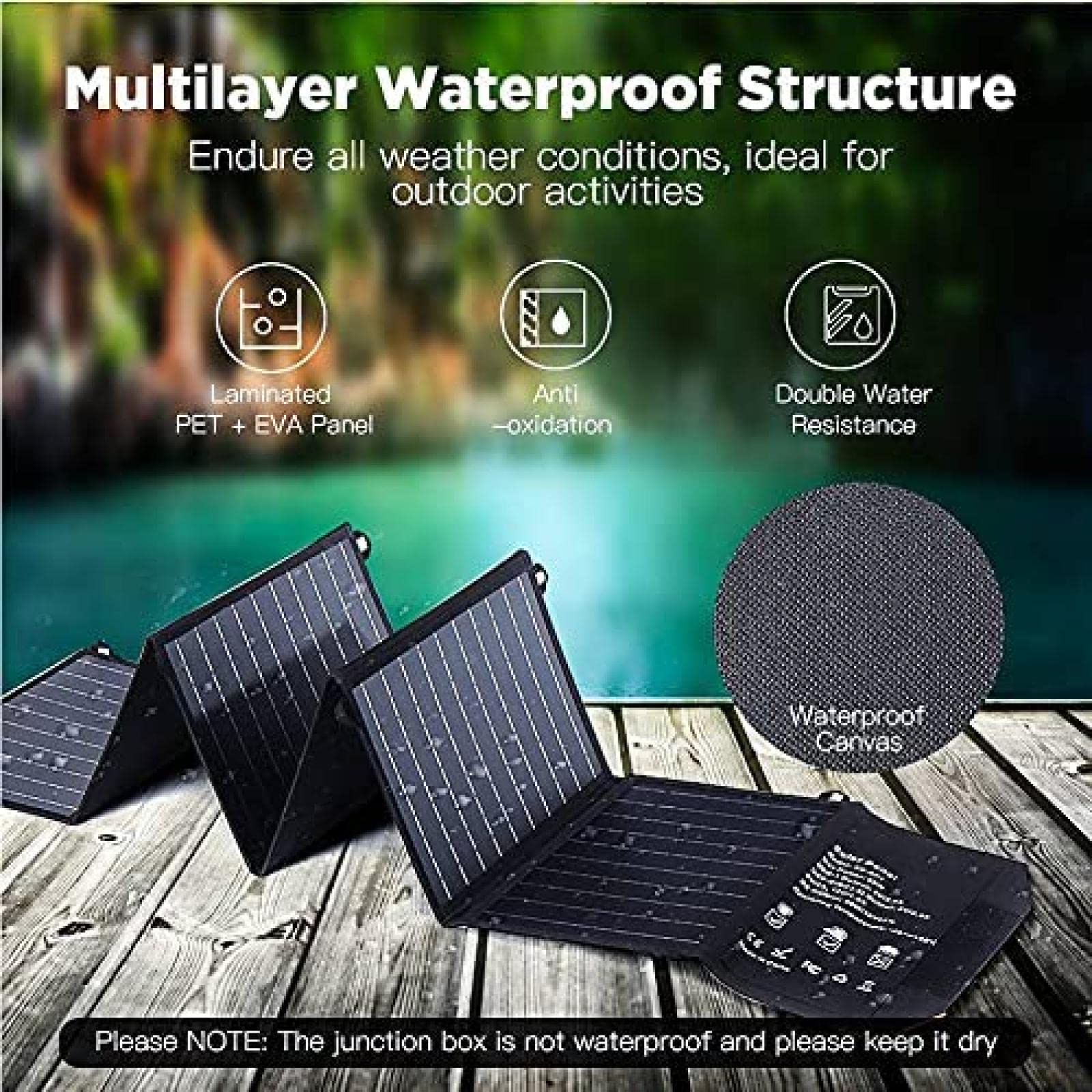 Solar Panel Solar Panel 60W 18V Foldable Solar Panel System Kit Portable Solar Power Bank Charger with 2 Dc and 2 Output High Efficiency