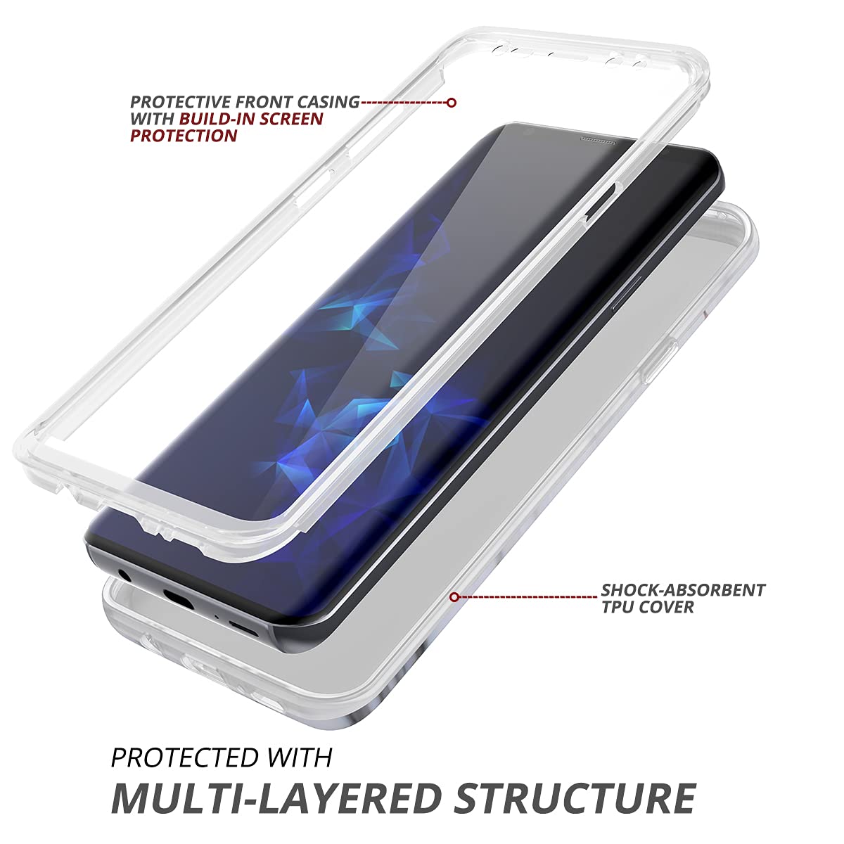 SURITCH for Samsung Galaxy S9 Plus Marble Case, [Built-in Screen Protector] Full-Body Protection Shockproof Rugged Bumper Protective Cover for Galaxy S9 Plus 6.2 Inch (Gold Marble)