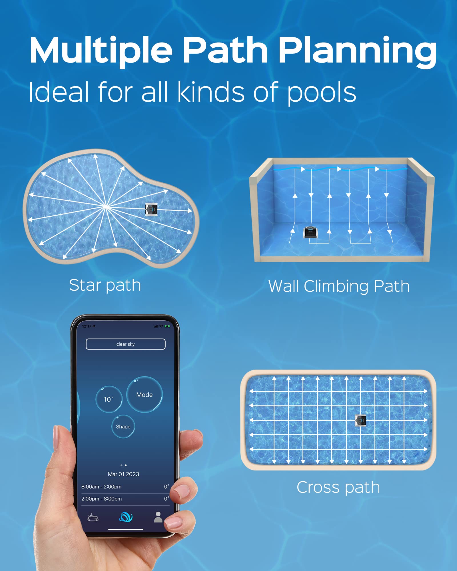 WYBOT The First Wall Climbing Robotic Pool Cleaner with APP, Excellent Suction Power & (2023 Upgraded) WYBOT Cordless Pool Vacuum with Telescopic Pole, Handheld Rechargeable Pool Cleaner