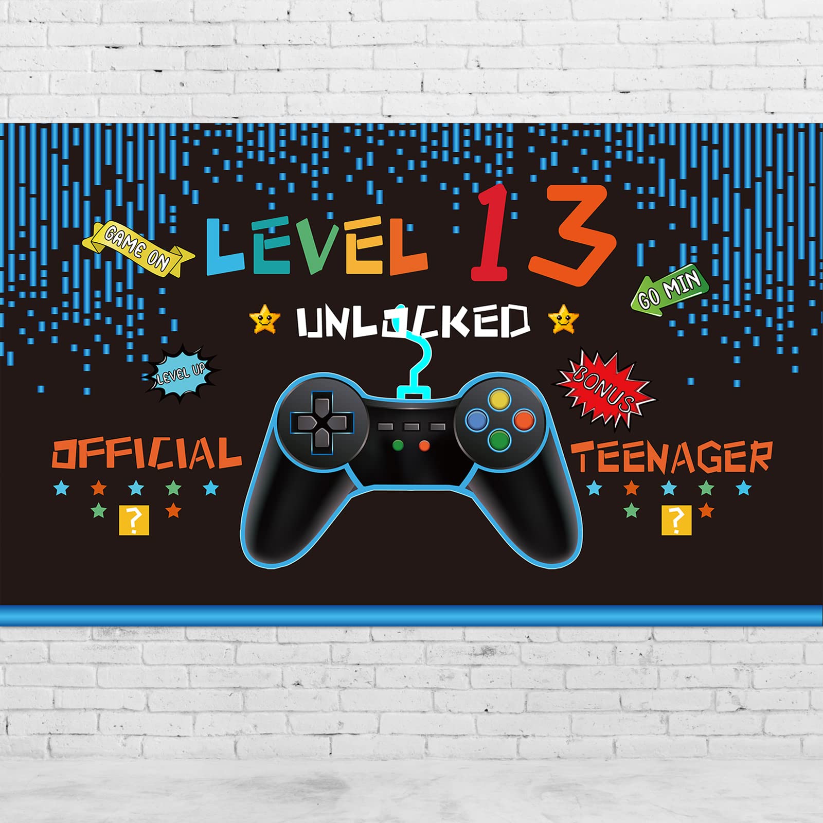 Video Game Birthday Decorations 8 9 10 11 12 13 14th Birthday Decorations for Boys Gaming Theme Photo Props Backdrop Banner Teenager Birthday Decoration (Level 13)