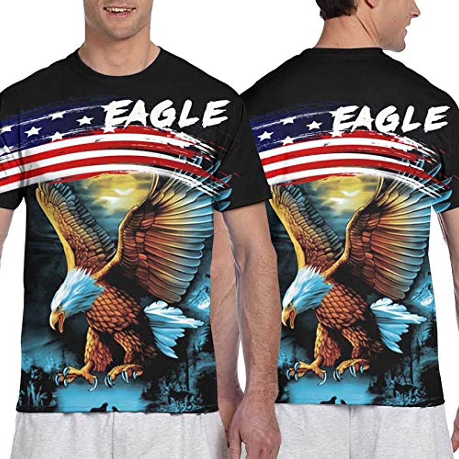 YSDBPAY Unisex Fashion 3D T-Shirts, Eagle and Flags Crewneck Short Sleeve Tees for Men Women… (3XL)