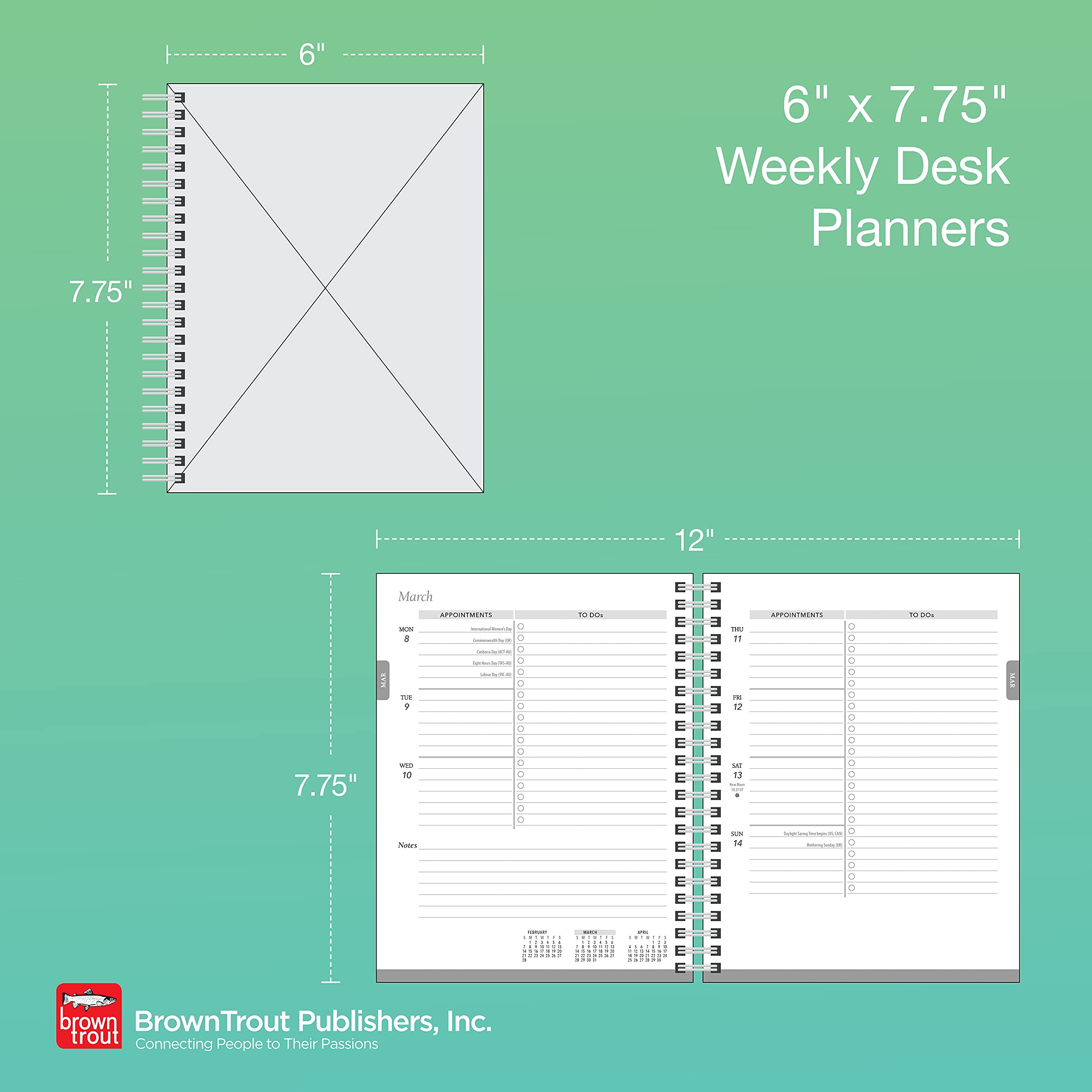 Tuscan Treasure 2022 6 x 7.75 Inch Weekly Desk Planner with Foil Stamped Cover by Plato, Planning Stationery