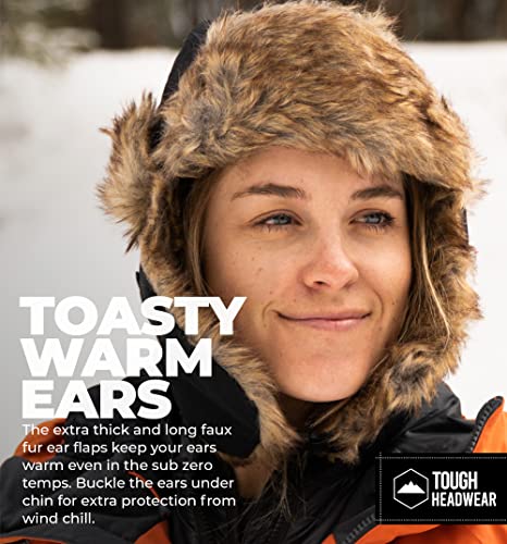 Tough Headwear Winter Trapper Hat - Russian Ushanka Trooper Aviator Hats for Men & Women - Snow Eskimo Hat with Ear Flaps