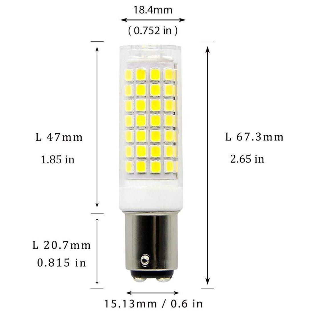 YYL Ba15d Led Light Bulb Dimmable 8W, 75W-100W Halogen Bulbs Replacement, Double Contact Bayonet Base 110V -130V Input, Daylight White 6000K (Pack of 2)
