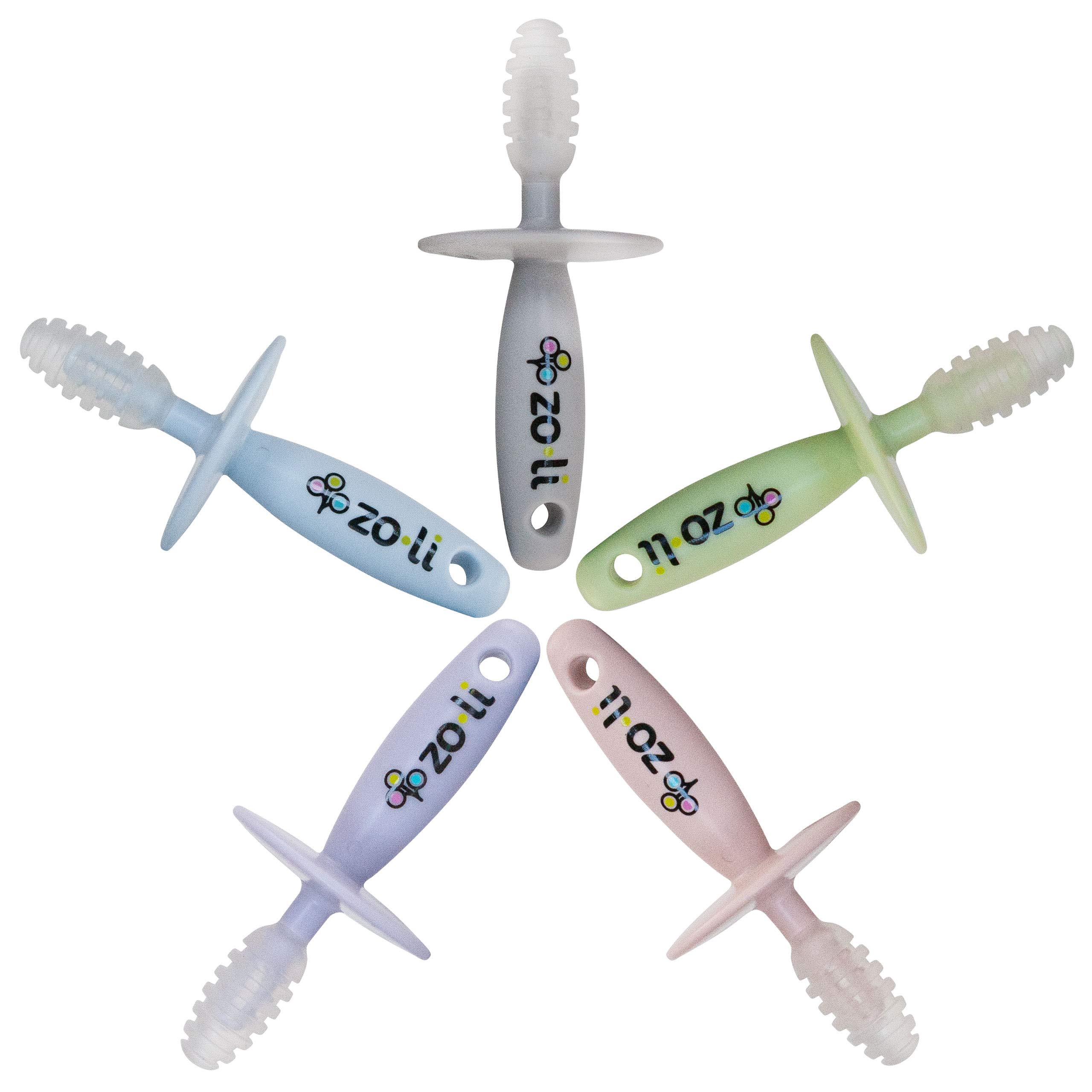 ZoLi Chubby Gummy teether | 2 Pack Baby Teething Relief - Blue/Grey, BPA Free Teething Stick