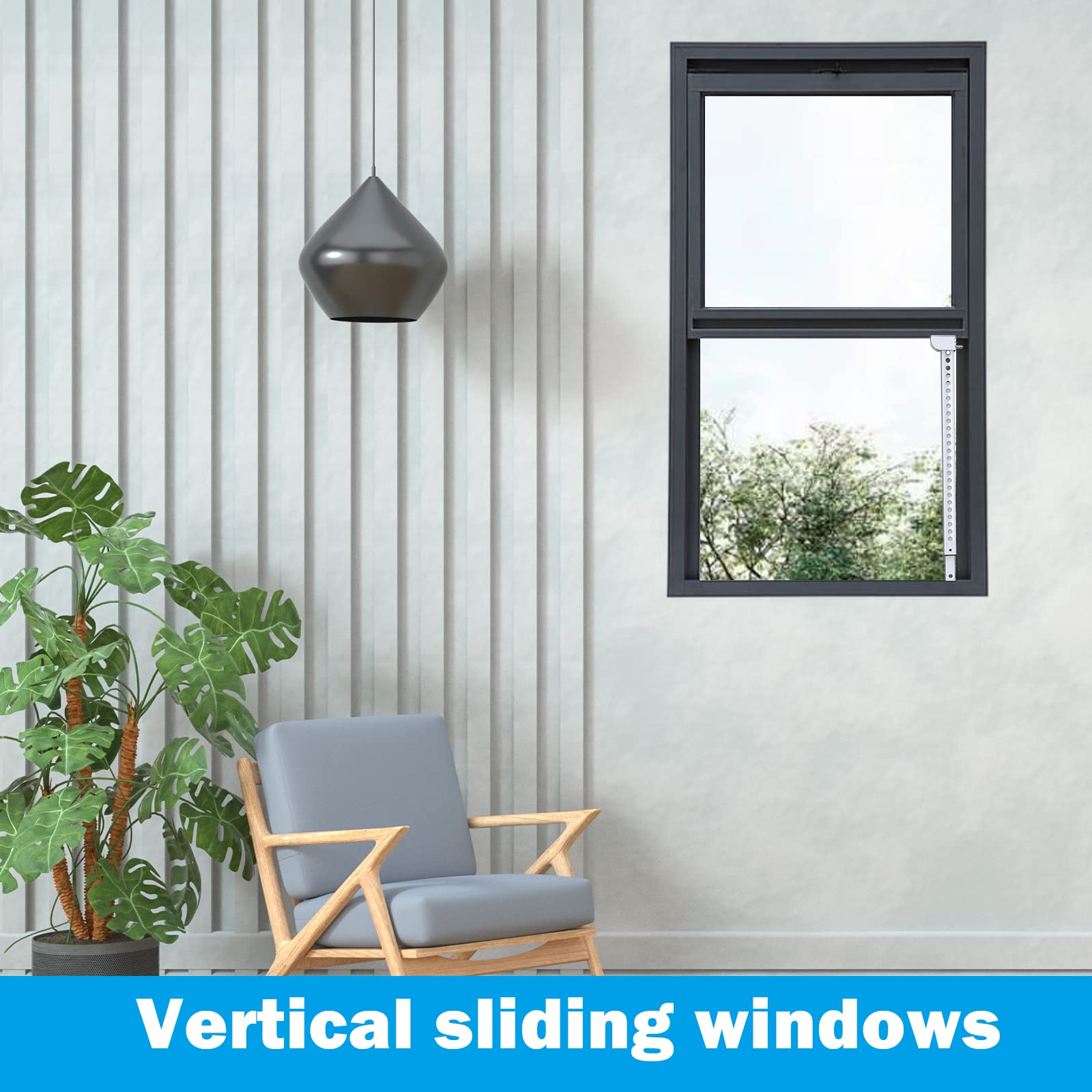 Window Security Bars Adjustable Lock bar Sliding Door Child Safety Extendable (16.6'' to 44'') for Windows, White
