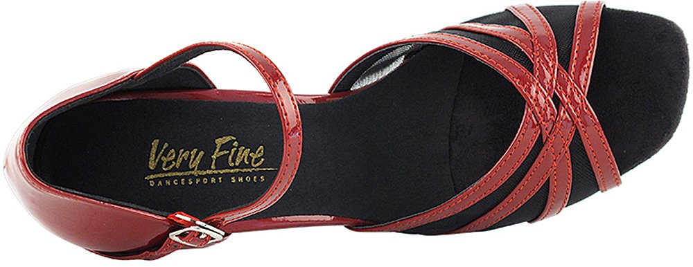 Women's Ballroom Dance Shoes Tango Wedding Salsa Dance Shoes Red Patent & Black Mesh 6027EB Comfortable - Very Fine 3" Heel 8 M US [Bundle of 5]