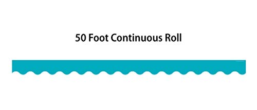 Teacher Created Resources Teal Scalloped Rolled Border Trim - 50ft - Decorate Bulletin Boards, Walls, Desks, Windows, Doors, Lockers, Schools, Classrooms, Homeschool & Offices