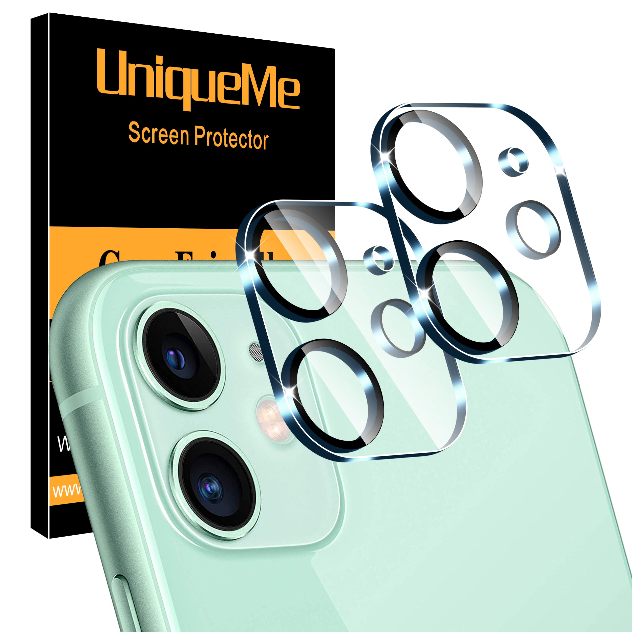 UniqueMe for iPhone 12 Mini/iPhone 11 Camera Lens Protector, [Drop Protection] [High Definition] Tempered Glass Camera Screen Cover Scratch Resistant Case-Friendly with Night Circle - 2 pack