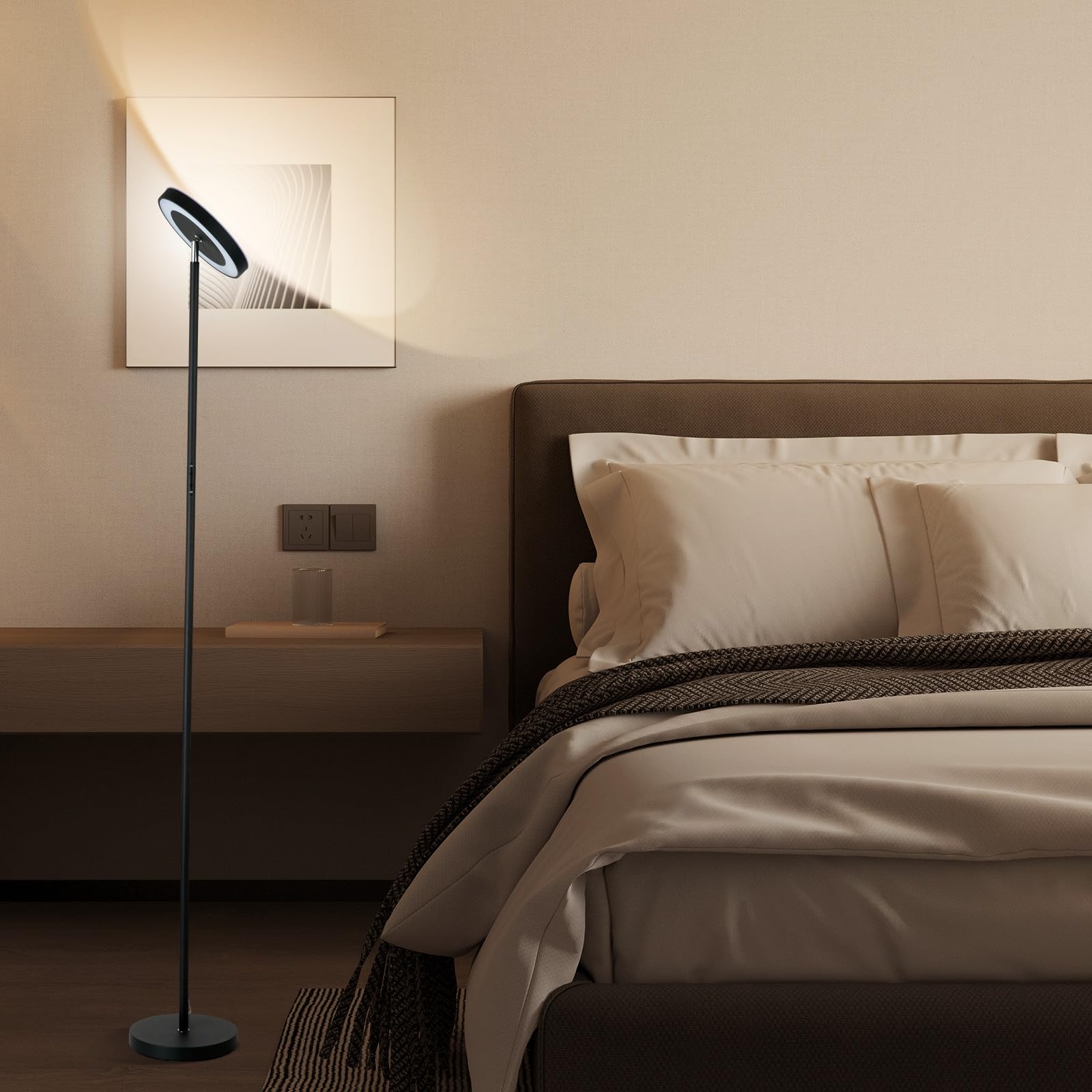 YOPSTAR Double-Sided LED Floor Lamp, Dimmable Bright Modern Tall Standing RGB Lamp, 4 Color Temperatures Torchiere Sky Lamp with Remote Smart App & Touch Control for Living Room, Bedroom, Office