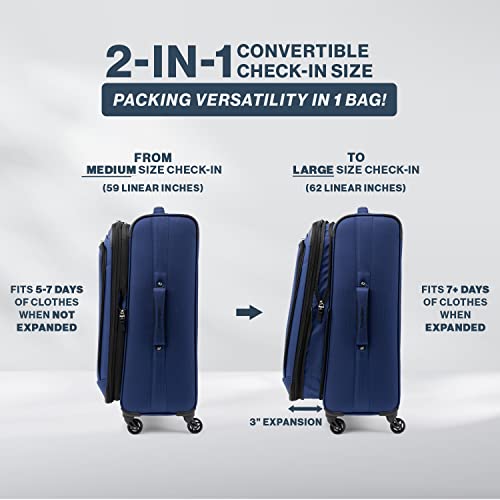 Travelpro Runway 2 Piece Luggage Set, Carry-on & Convertible Medium to Large Check-in Expandable Luggage, 4 Spinner Wheels, Softside Suitcase, Men and Women, Black