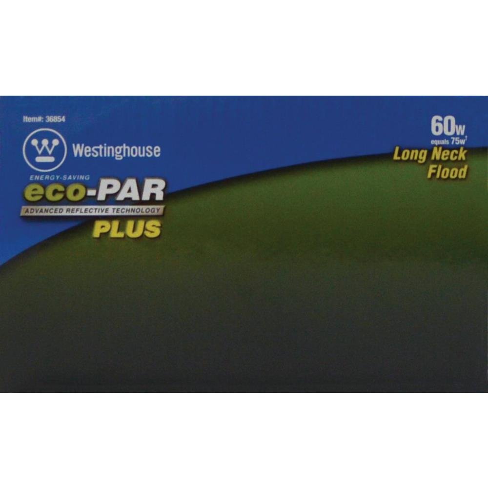 Westinghouse 3685400 60 Watt PAR20 Eco-PAR Plus Long Neck Halogen Flood Reflector Clear Light Bulb with, 2 Count (Pack of 1)