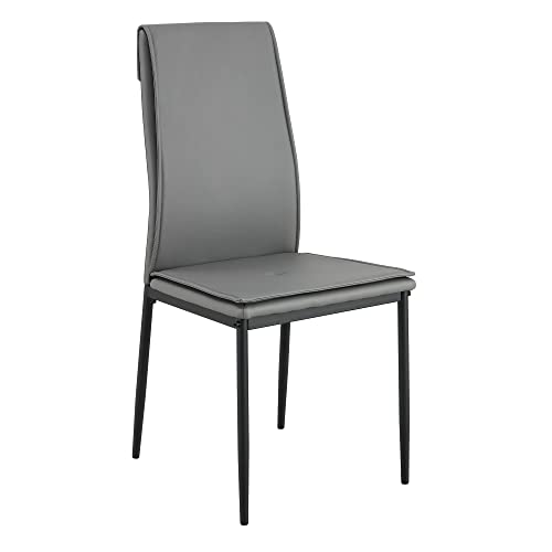 Taikonaut Dining Chairs in PU Leather, Modern Metal Chairs for Kitchen and Living Room, Modern Kitchen Chairs Without arms, Metal Legs, Set of 4, Grey