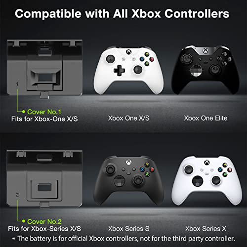 vivaforte 2 Pack Rechargeable Battery Pack for Xbox Controller, Play and Charge Kit with 10FT Fast Charging Micro USB Cable for Xbox One Series S/X/Elite