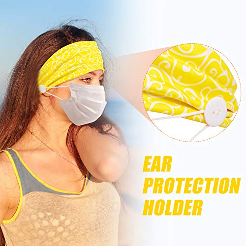 WILLBOND 10 Pieces Button Headband Multi-functional Hair Band Ear Protection Holder Soft Headwrap with Buttons for Men Women