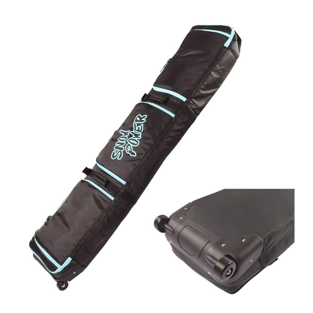 UNISTRENGH Fully Padded Snowboard Bag With Wheels Large Multi-compartment Ski Boots and Helmet Bag Perfect for Travel (Black/Blue, 180cm)