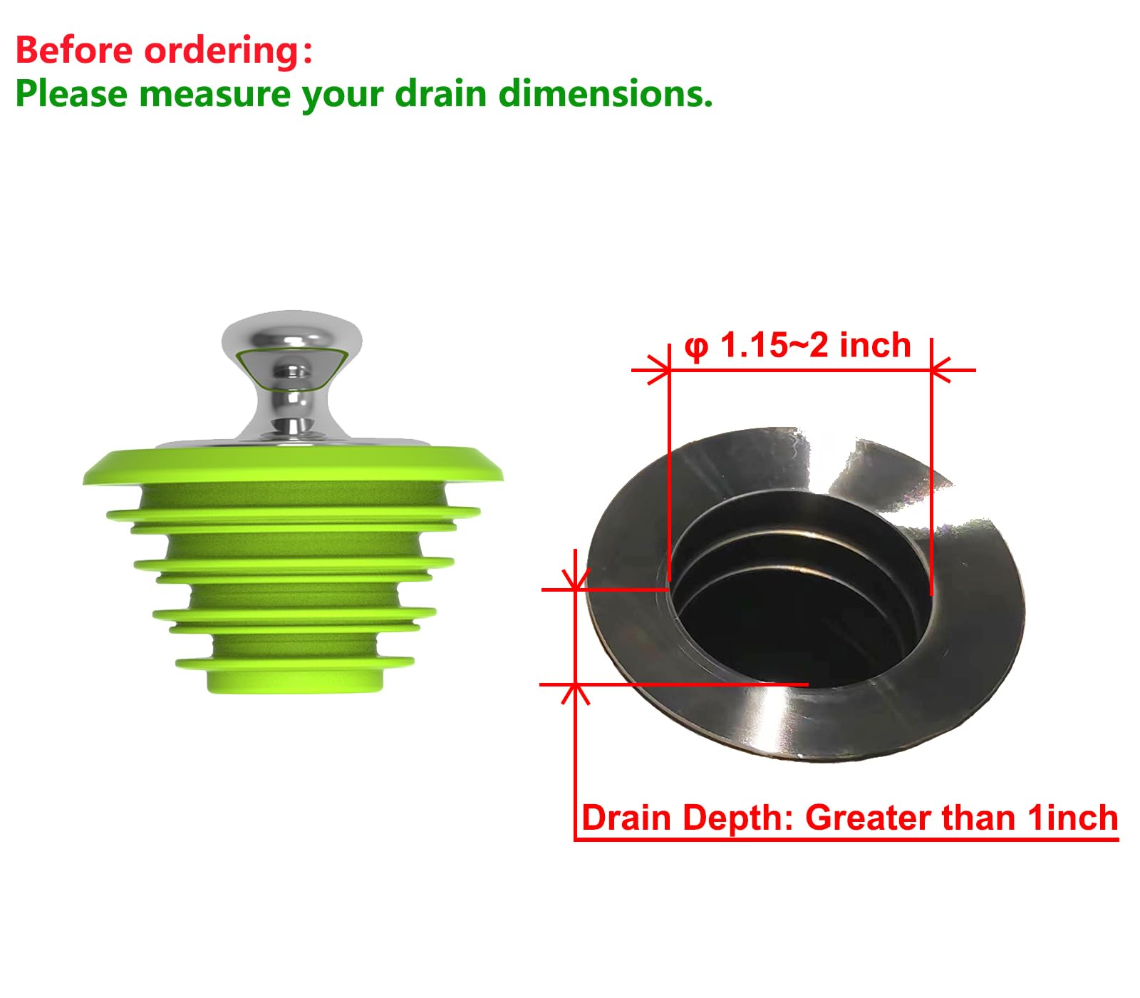 XAJOON Tub Stopper,Drain Stopper,Bathtub Plug,Bathroom Sink Stopper, Silicone Bathtub Stopper,Green Stopper (Patented Product)