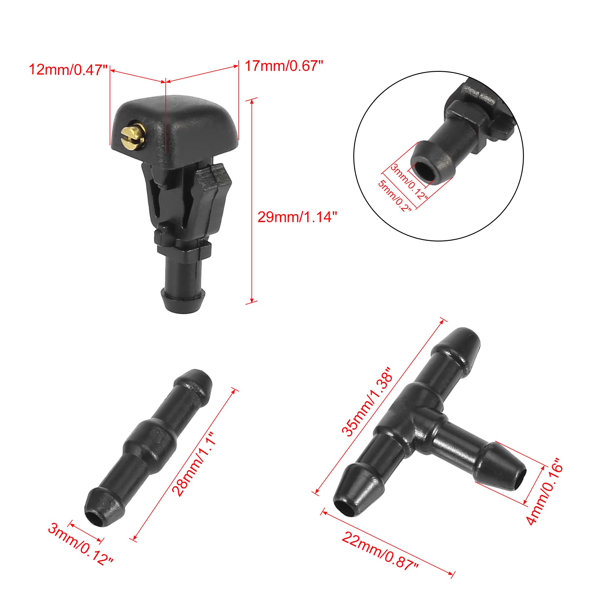 X AUTOHAUX 7pcs Front Windshield Washer Nozzles Kit for Ford F150 2005-2013 2 Meters Windshield Washer Hose with Connectors Replaces 3W7Z17603AA