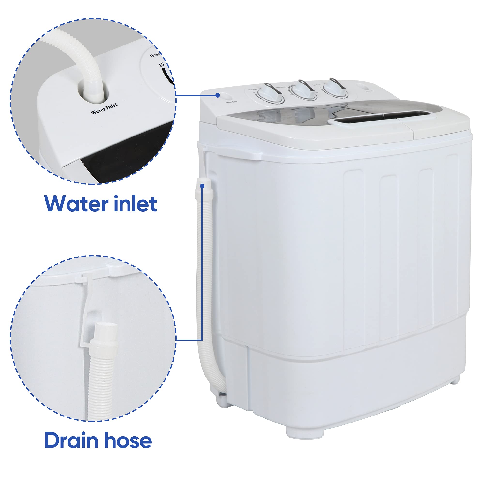 ZENY Portable Clothes Washing Machine Mini Twin Tub Washing Machine 13lbs Capacity with Spin Dryer,Compact Washer and Dryer Combo Lightweight Small Laundry Washer for Home,Apartments, Dorm Rooms,RV