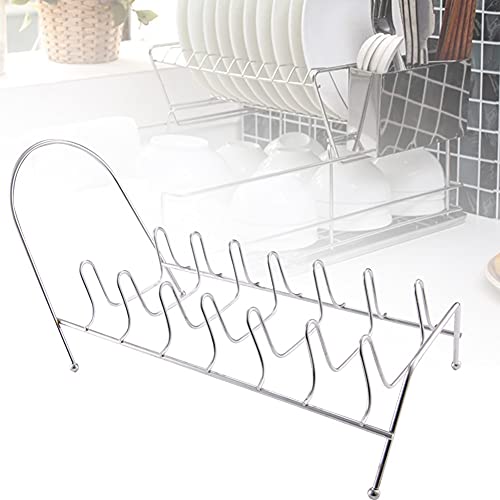 WUDILU Pan Stainless Steel Pot Lid Plates Kitchen 7 Slots Sink Countertop Holder Dish Rack Bowl Storage Shelf Drying Stand Draining