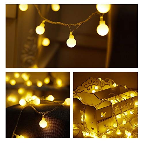 ZOUTOG Battery Operated String Lights, 33ft/10m 100 LED Bulb Warm White Outdoor String Lights with Remote Controller, Decorative Timer Globe Fairy Light for Christmas/Wedding/Party Indoor and Outdoor