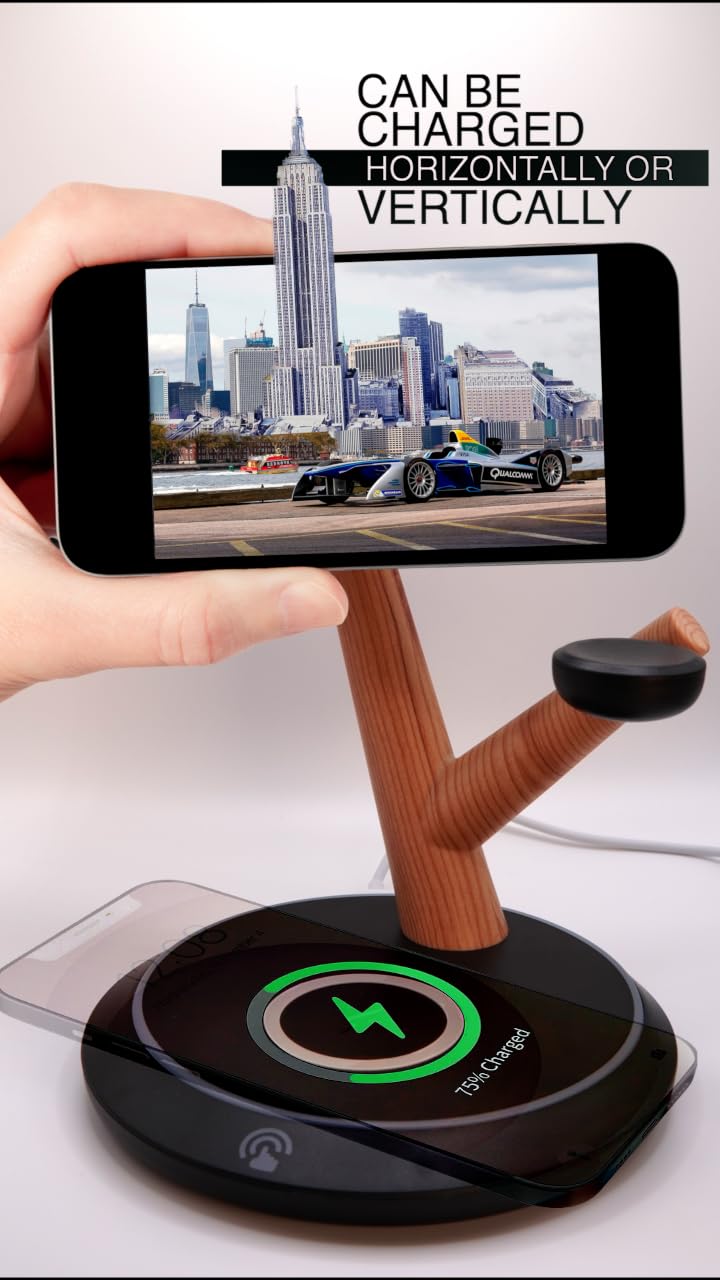 Tree Design Wireless Charger, 4 in 1 Qi Charging Station Stand for Multiple Devices, Charging Station for iPhone 15 14 13 12 Series, Apple Watch Ultra/SE/9/8/7/6/5/4/3/2 and AirPods (White)