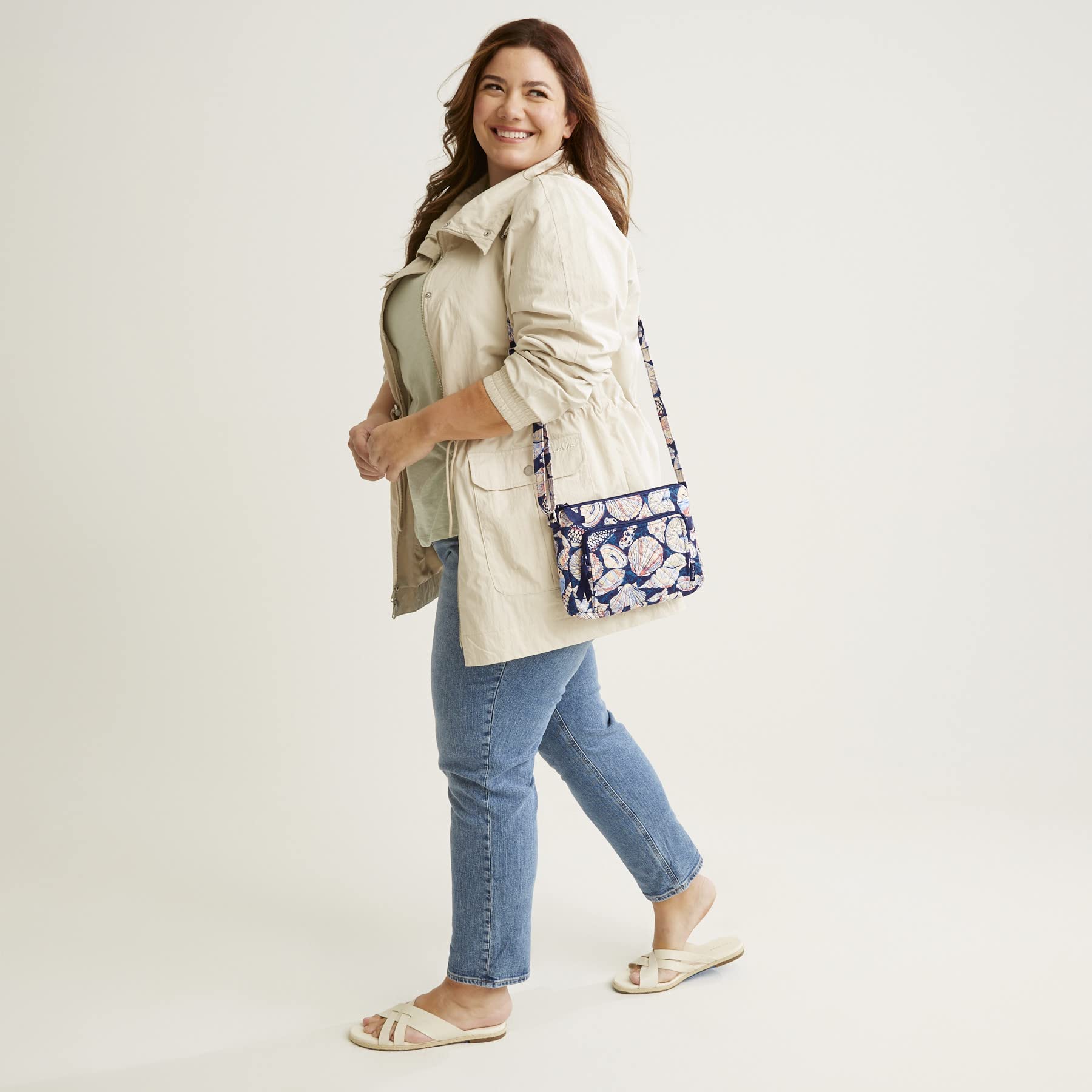 Vera Bradley Women's Cotton Little Hipster Crossbody Purse With RFID Protection, True Navy, One Size
