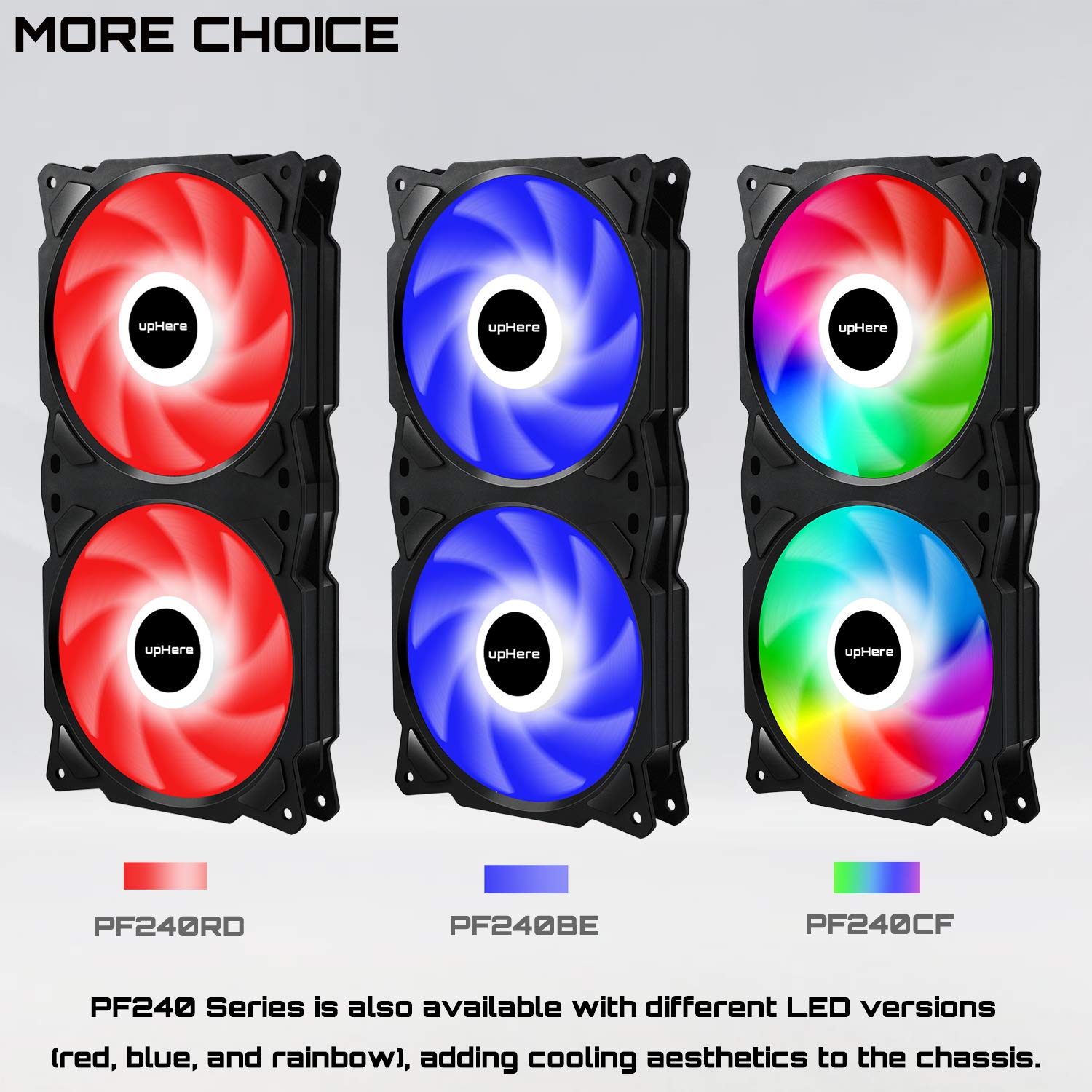upHere PF240CF 240mm Quiet Edition High Airflow Colorful LED Case Fan,Hydraulic Bearing,Cable Management and PWM Control Fan