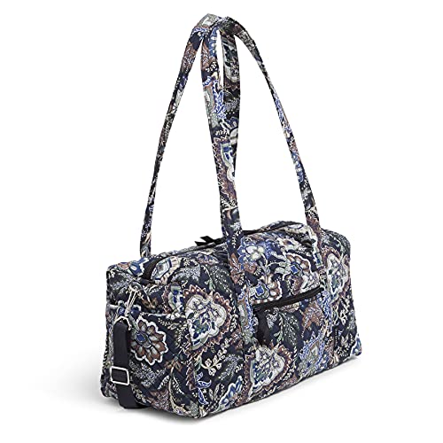 Vera Bradley Women's Cotton Small Travel Duffel Bag, Java Navy Camo - Recycled Cotton, One Size