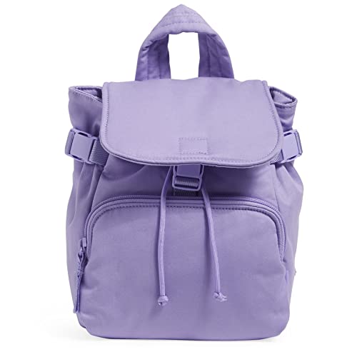 Vera Bradley Women's Cotton Utility Mini Backpack Purse, Lavender Petal - Recycled Cotton, One Size