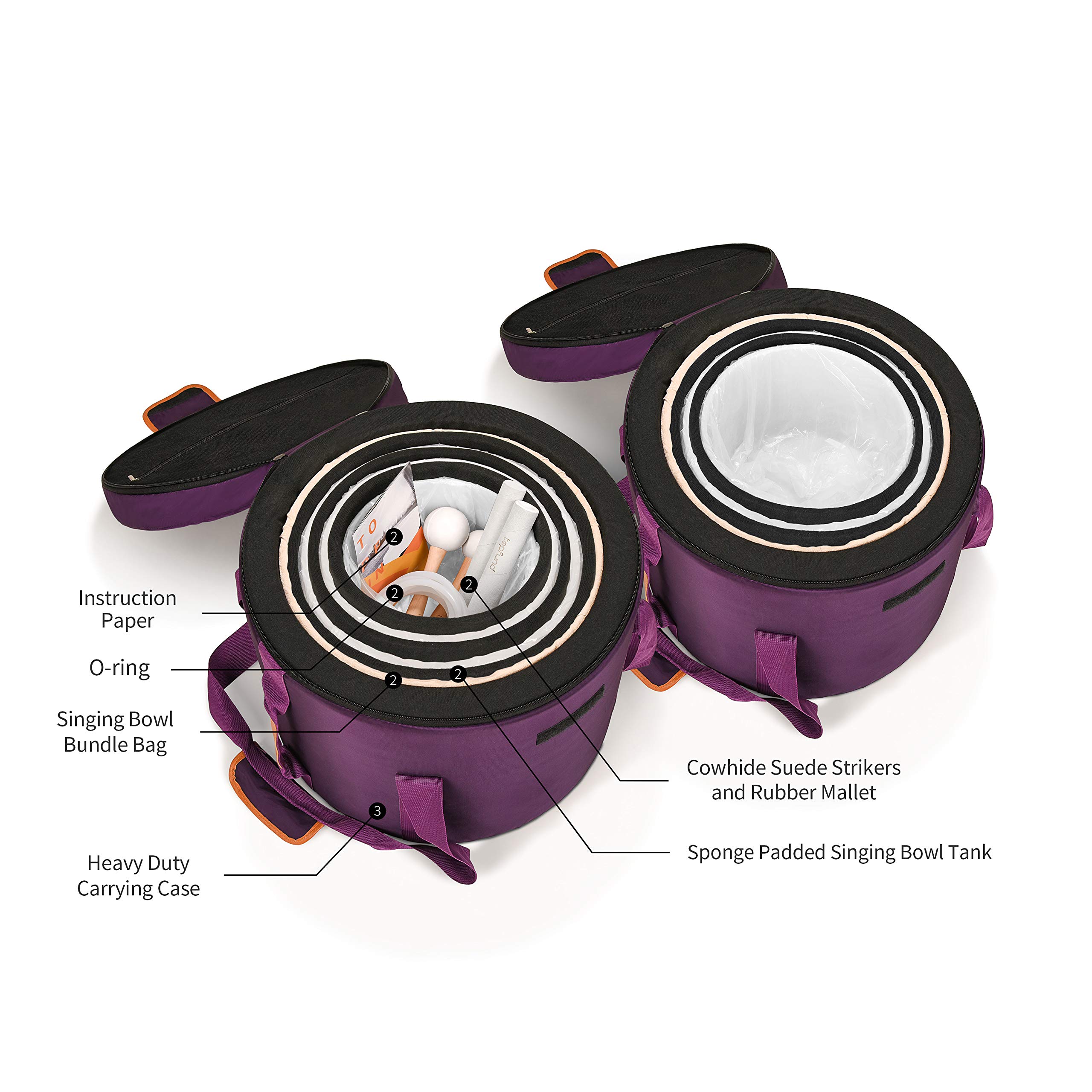 TOPFUND F Note Crystal Singing Bowl Heart Chakra 8 Inch with Heavy Duty Carrying Case and Premium Suede Striker