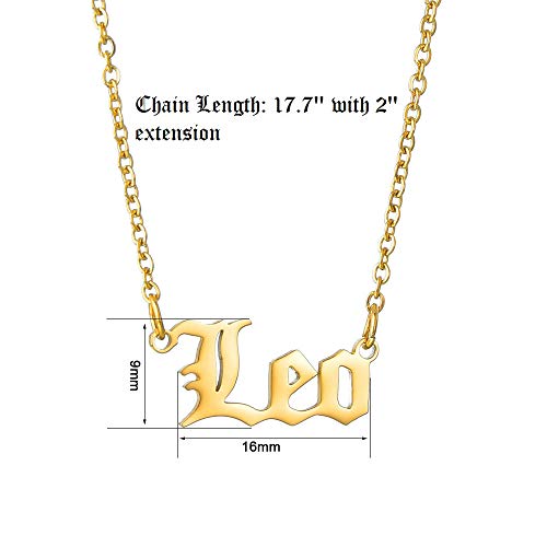 Zealmer Old English Letter Pisces Necklace for Women Golden