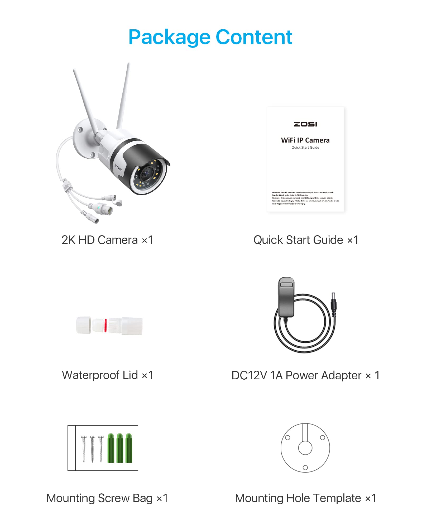 ZOSI C190 H.265+ 3MP WiFi Outdoor Security Camera with Two-Way Audio, IP67 Waterproof, 80ft Color Night Vision, AI Human Detection,Motion Alert, Smart Light and Sound Alarm,SD Card Storage