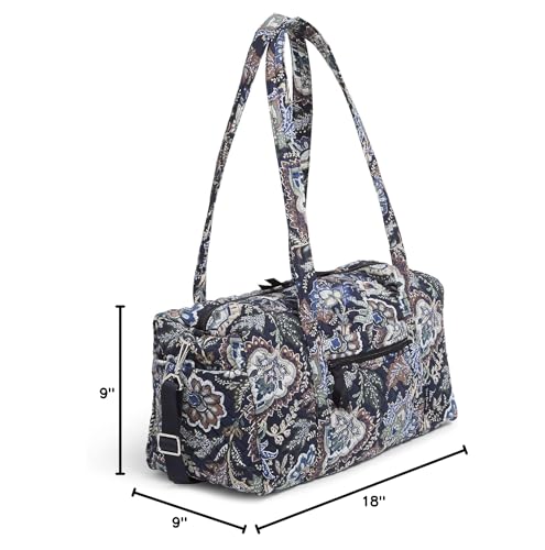 Vera Bradley Women's Cotton Small Travel Duffel Bag, Java Navy Camo - Recycled Cotton, One Size