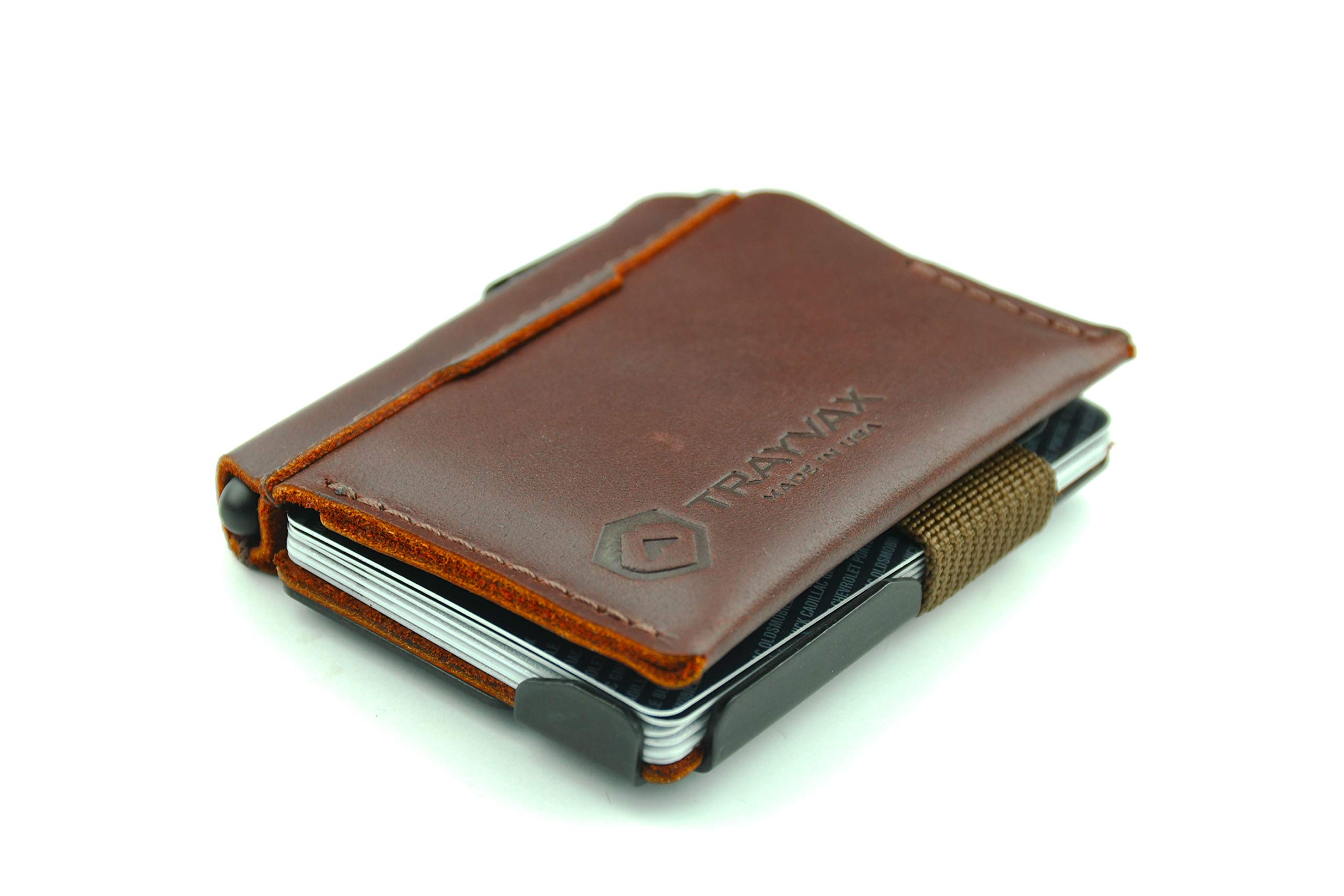 Trayvax Summit Notebook Wallet, RFID Protective Small Leather Credit Card Holder with Cash Pocket, includes Pocket Notebook and Space Pen, Brown