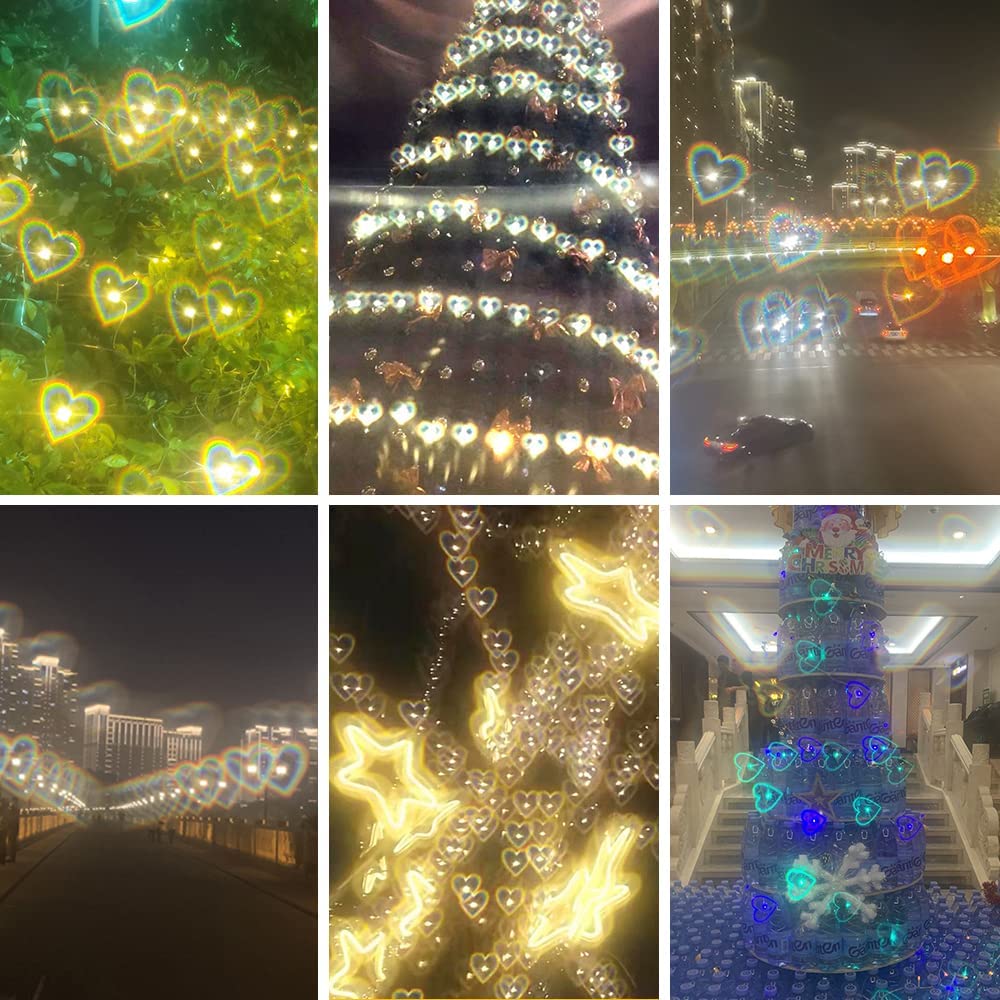 Votange Heart Effect Diffraction Glasses - See Hearts! - Special Effect Rave Party Music Festival Light Changing Eyewear
