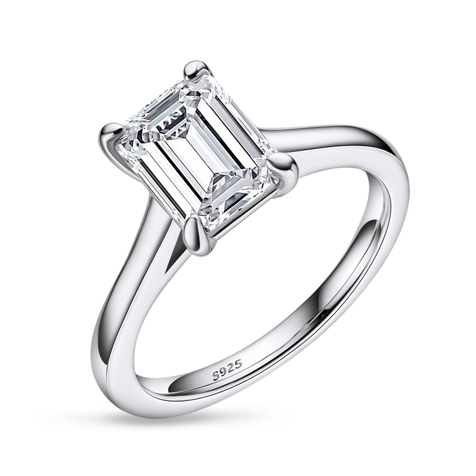 YUNKAI Engagement Ring for Women, 925 Sterling Silver Cubic Zirconia Wedding Ring Christmas Gift Mothers Day