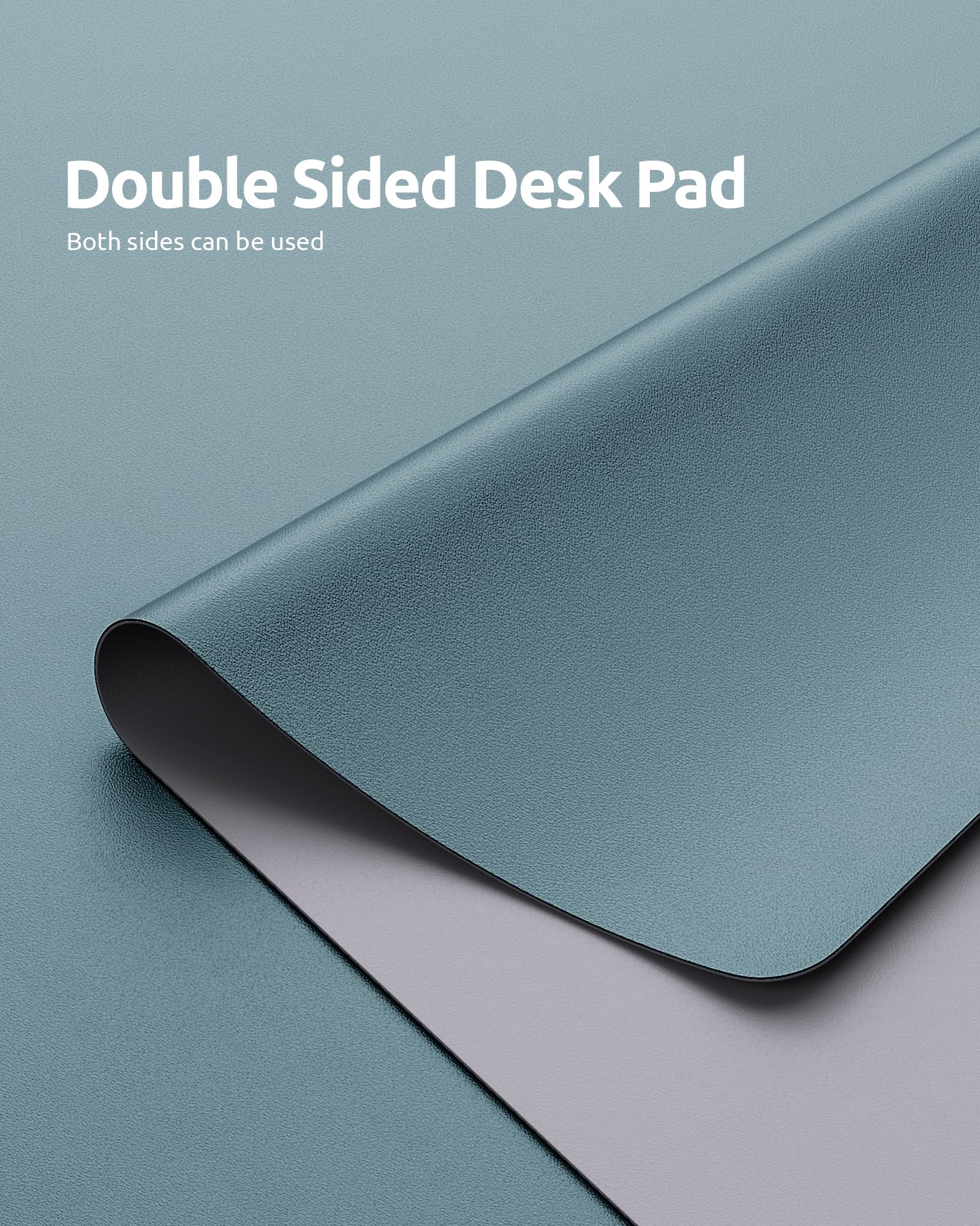 YSAGi Dual-Sided Leather Desk Pad, Office Desk Mat, PU Leather Desktop Protector, Large Mouse Pad, Laptop Desk Pad, Waterproof Desk Writing Pad for Office and Home (23.6" x 13.8", Blue+Grey)