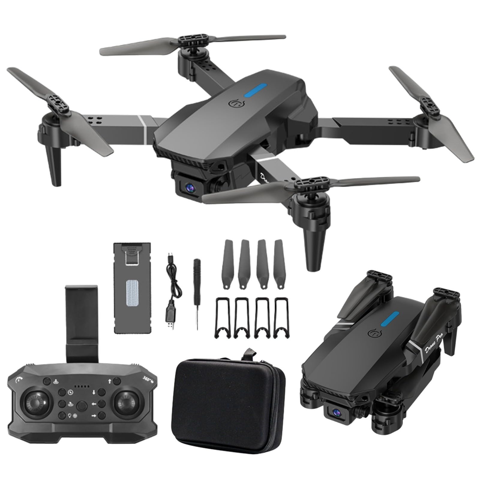 WiFi FPV Drone With 4K HD Camera Altitude Hold Mode Foldable RC Drone Quadcopter Circle Fly With Altitude Hold Headless Mode Start Speed Adjustment (Black)