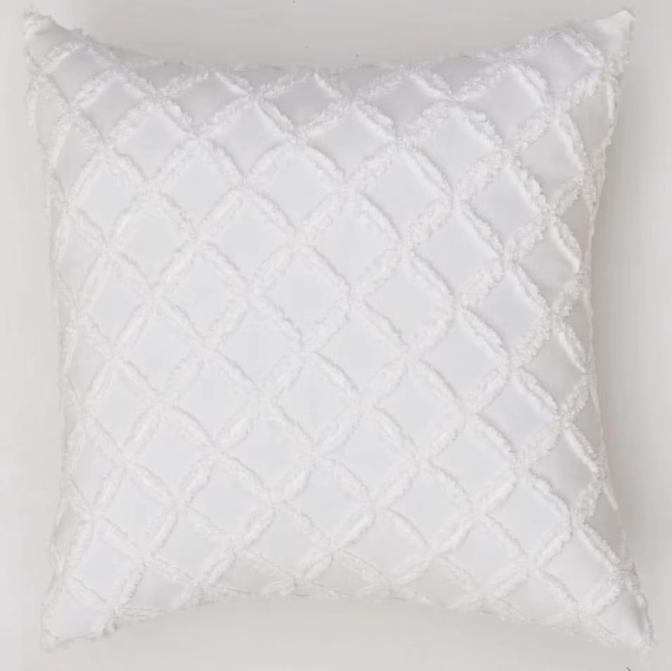 YmarisisiY Set of 2 Cream White Both Sides Tufted Throw Pillow Covers for Living Room Bedroom Sofa Home Decor, Tow Sides 3D Woven Tufted Velvet Pillowcase 18"x18"