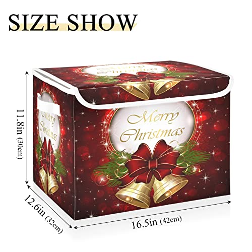 xigua Merry Christmas Storage Bins with Lids Foldable Large Cube Storage Boxes with Handles for Home Bedroom Closet Office (16.5x12.6x11.8 in)#46