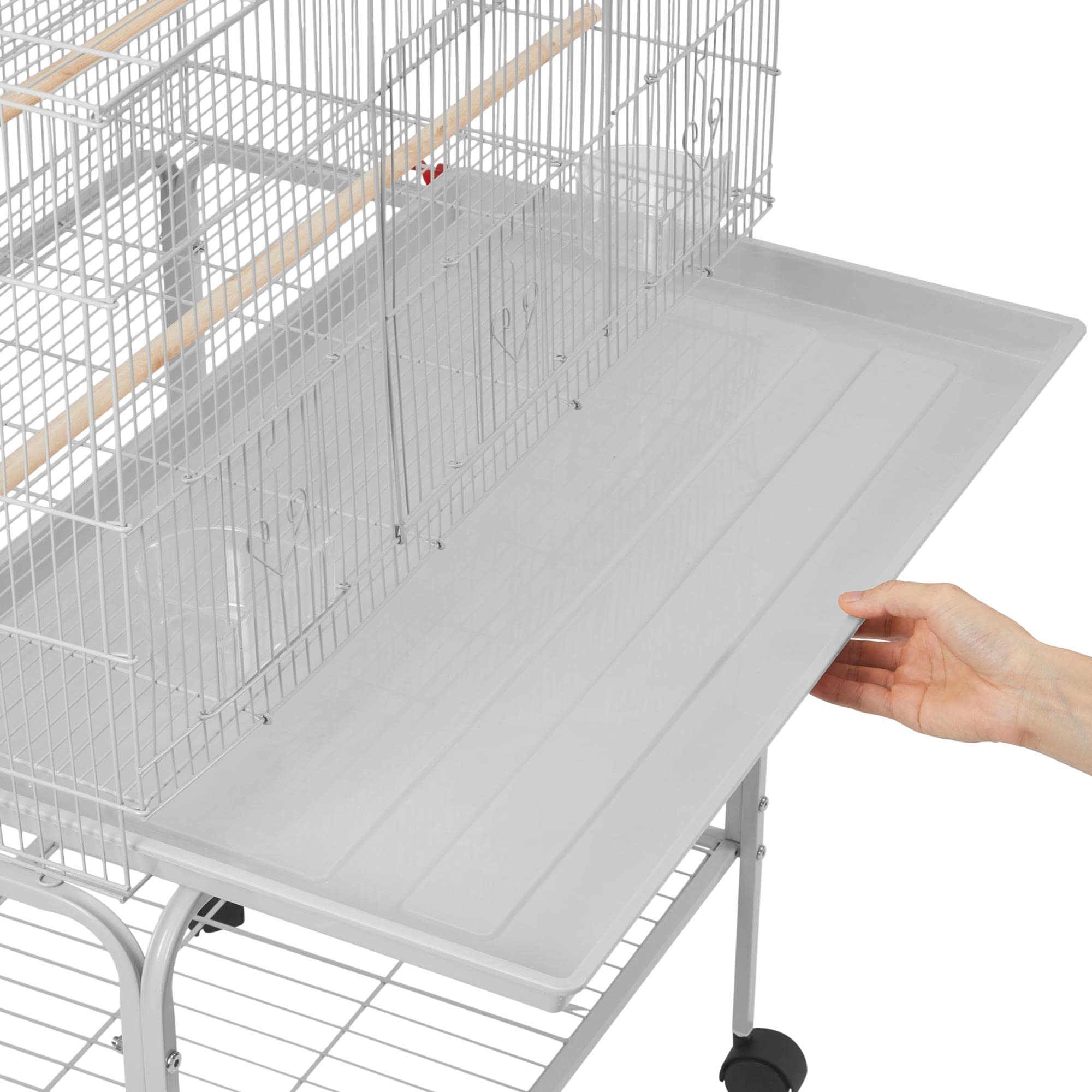 Yaheetech 47'' Height Metal Flight Bird Cage Parrot cage for Parakeets Conures Budgies Lovebirds with Rolling Stand