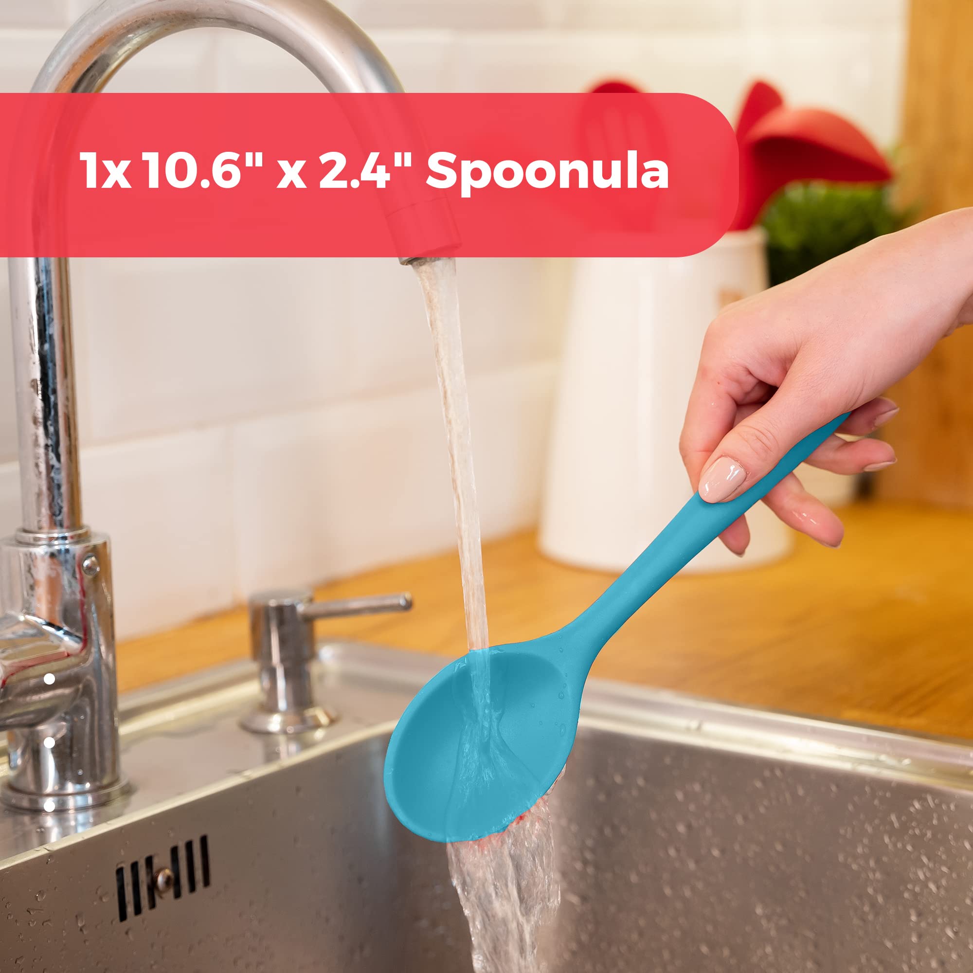 StarPack Basic Silicone Spoon for Cooking - Dishwasher Safe Mixing Spoon for Baking - Rubber Spoon with Heat Resistance up to 480°F - Hygienic Mixing Spoon for Cooking & Serving (Teal Blue)