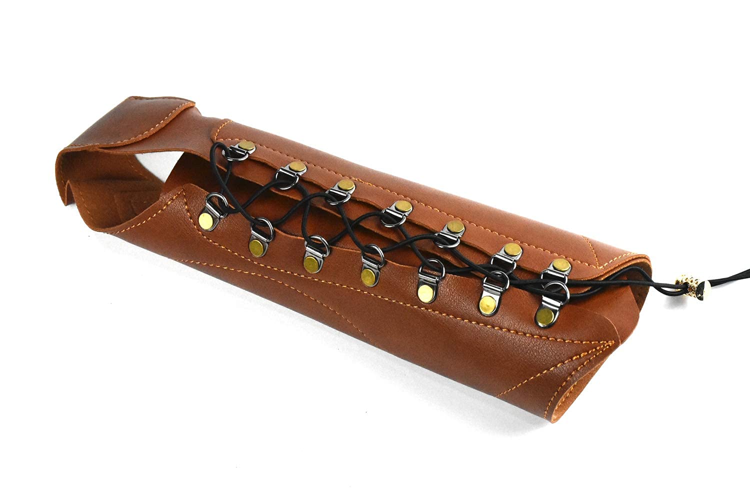 Windfulogo PU Leather Archery Arm Guard Hand Protector Brace Longbow Hunting Shooting Brown for Women & Men