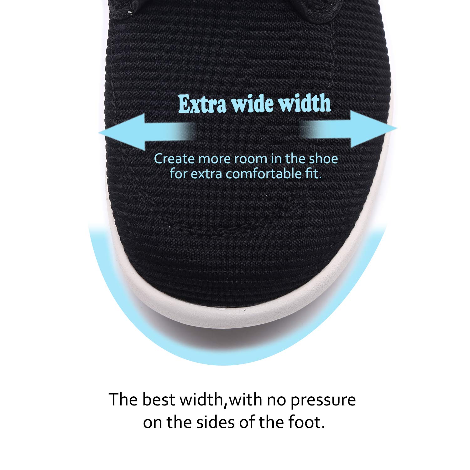 Women's Wide Shoes with Adjustable Strap Lightweight Walking Shoes for Elderly Mother Seniors Swollen Feet Plantar Fasciitis Black